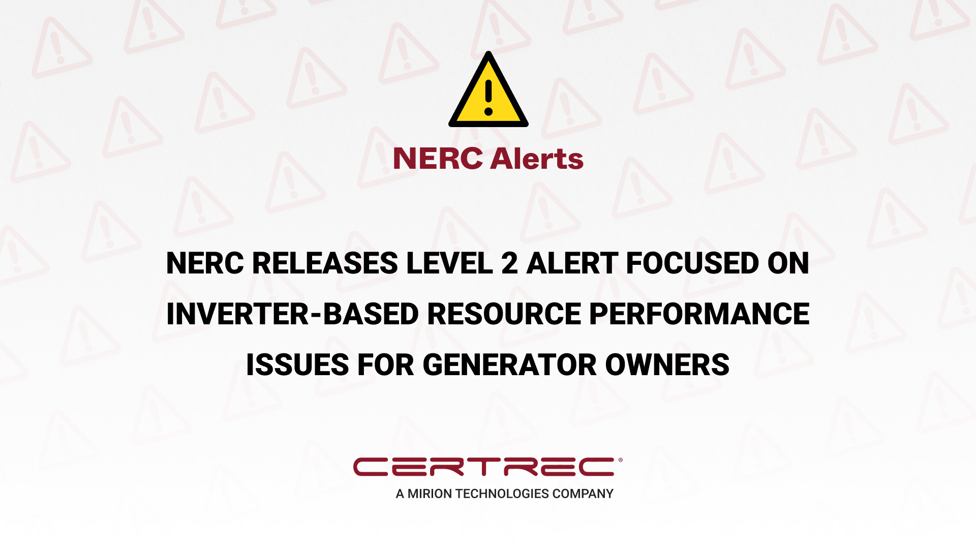 Recent NERC Alerts | Certrec